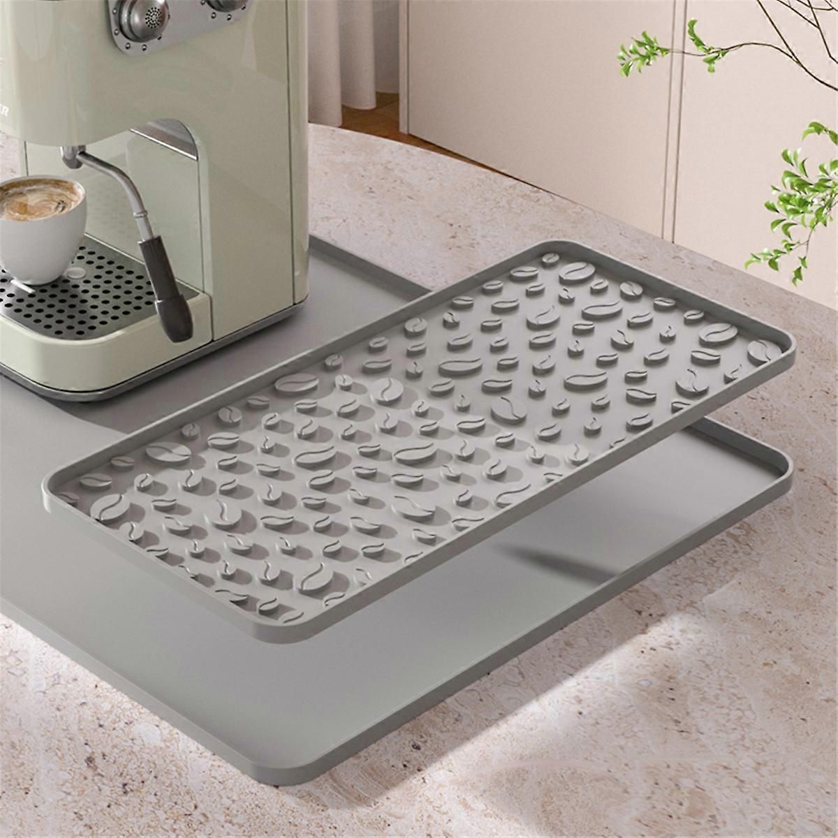 Silicone Coffee Mat 15.75x23.6Inch Coffee Bar Mat with Detachable Dish ...