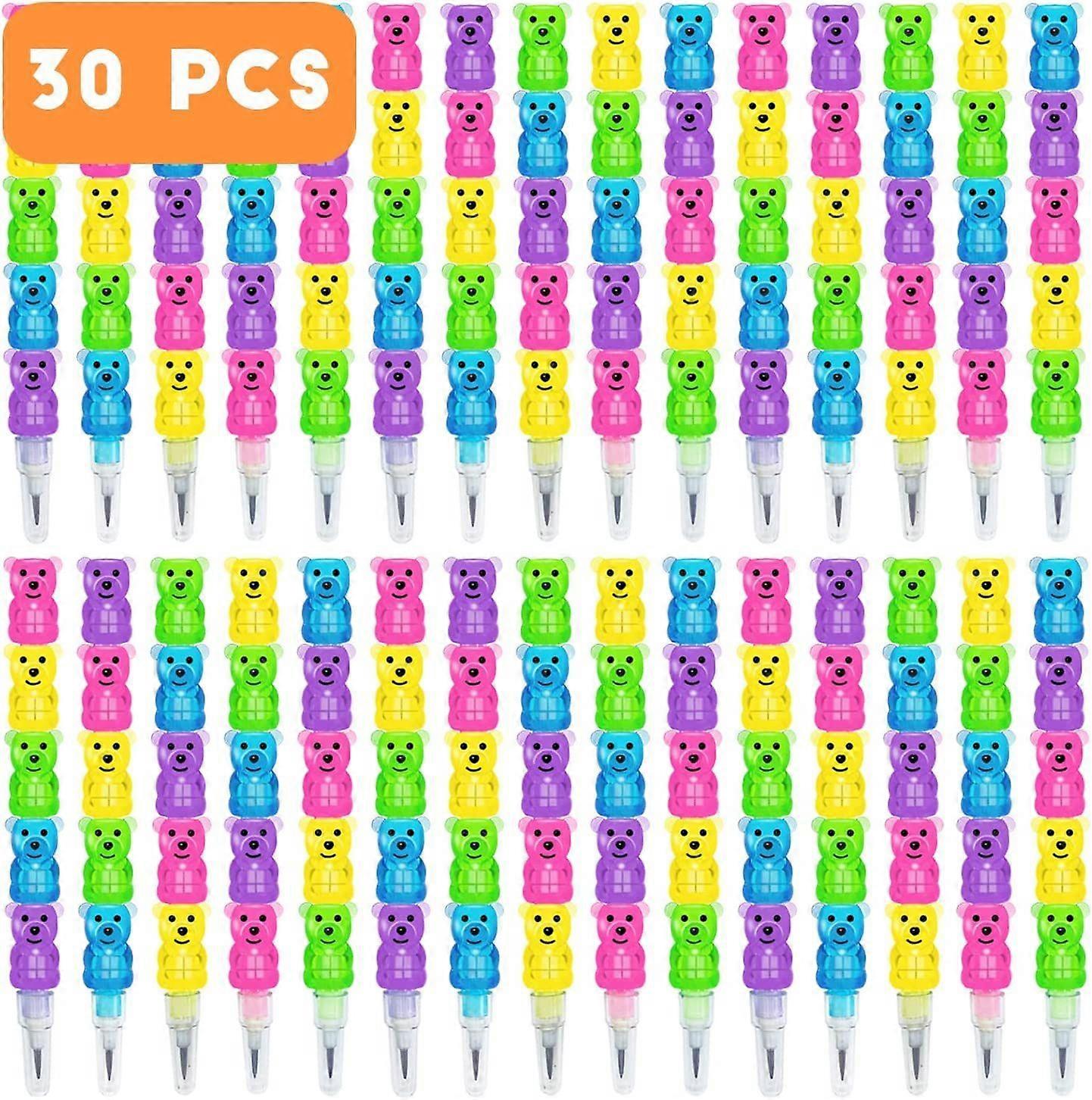 30Pcs Stackable Plastic Pencils,Kids Bear Shaped Stacking Pencil,5 in 1 ...