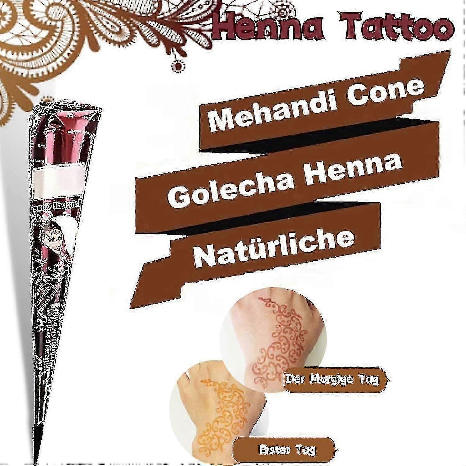 4 Pack Henna Brown Freckles Natural, Henna Tattoo Color Brown, Natural ...