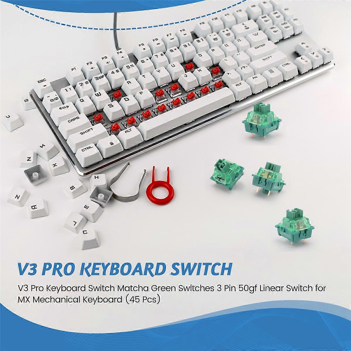 Akko V3 Pro Keyboard Switch Matcha Green Switches 3 Pin 50gf Linear ...