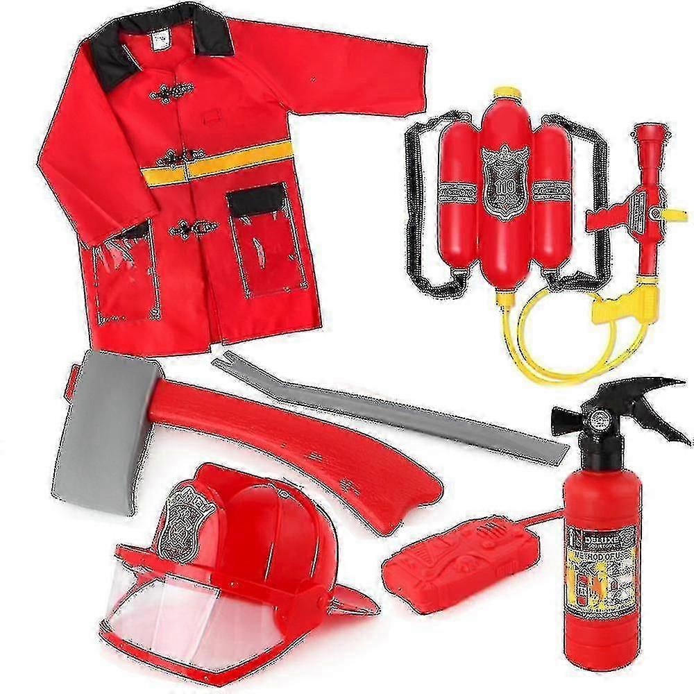 Kids Firefighter Uniform Children Sam Fireman Role Work Clothing Suit ...
