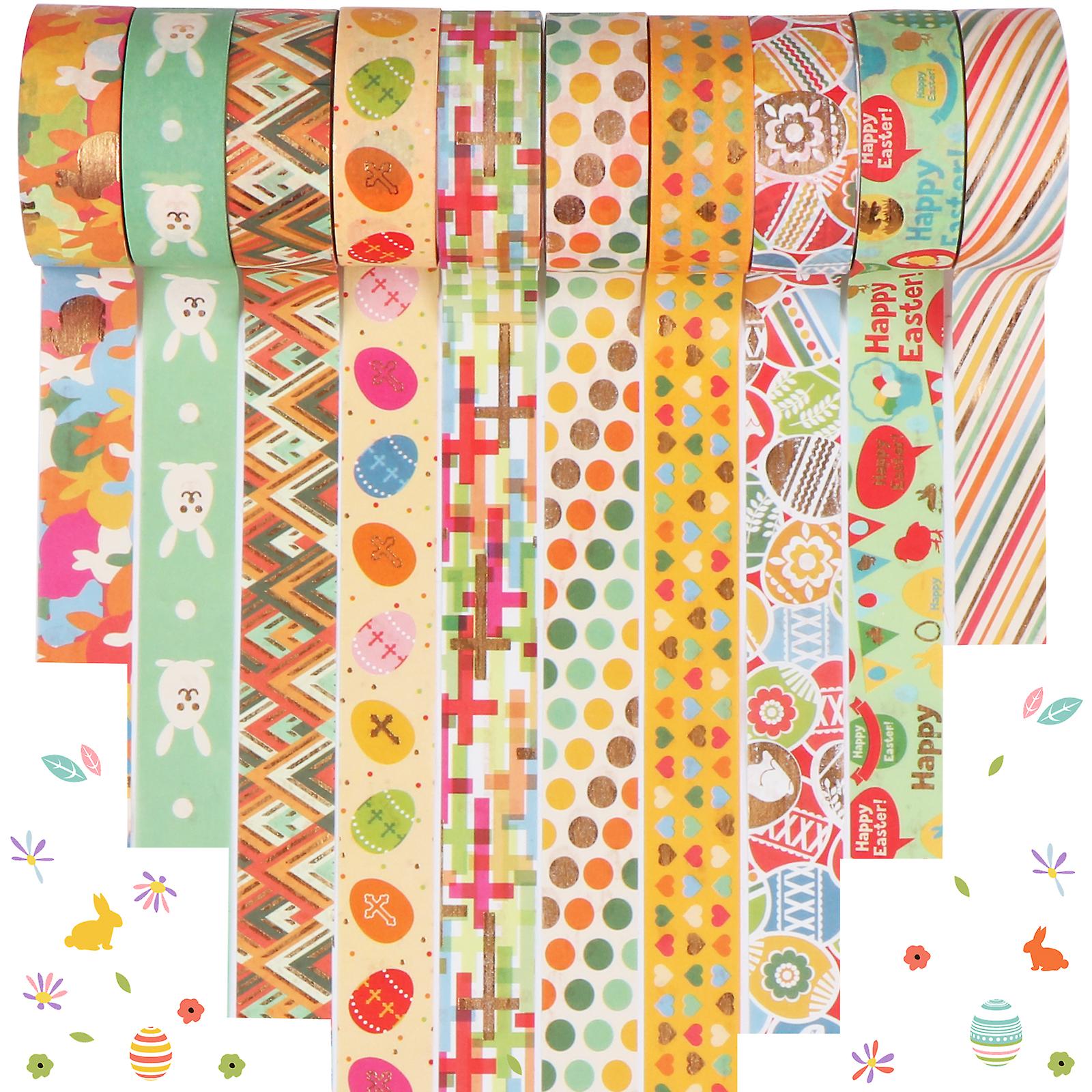 10 Rolls Easter Washi Tape Set Bunny Egg Decorative Paper Tape Easter ...