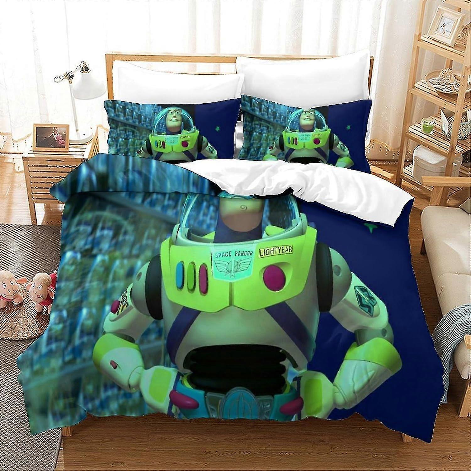 3D Duvet Cover Set with Buzz Lightyear Design, Zipper Closure Bedding ...