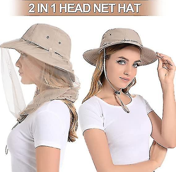 Mosquito Head Net Hat - Bug Cap Upf 50+ Sun Protection With Hidden ...