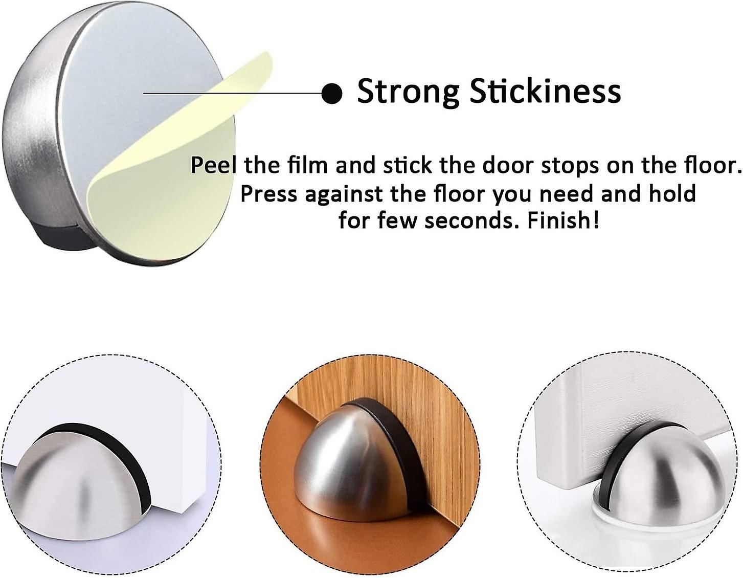 Self-Adhesive Steel Door Stops, Floor Mounted, Half Dome, Protect Your ...