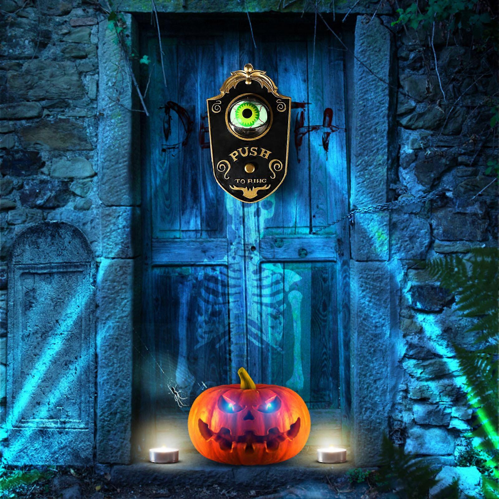 Halloween Skull Doorbell Animated Skeleton Head Door Bell Decoration ...