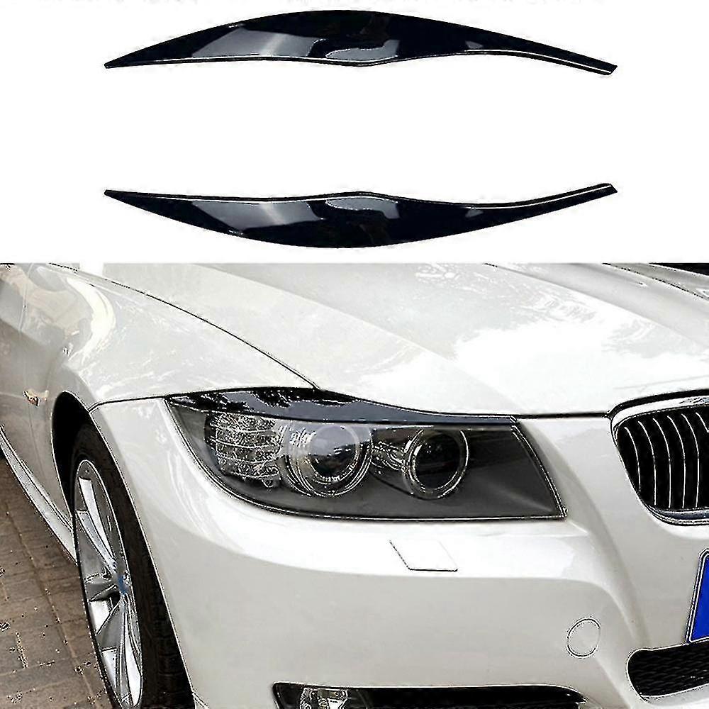 Car Glossy Black Headlights Eyebrows Eyelids Cover Eyelash Head Light ...