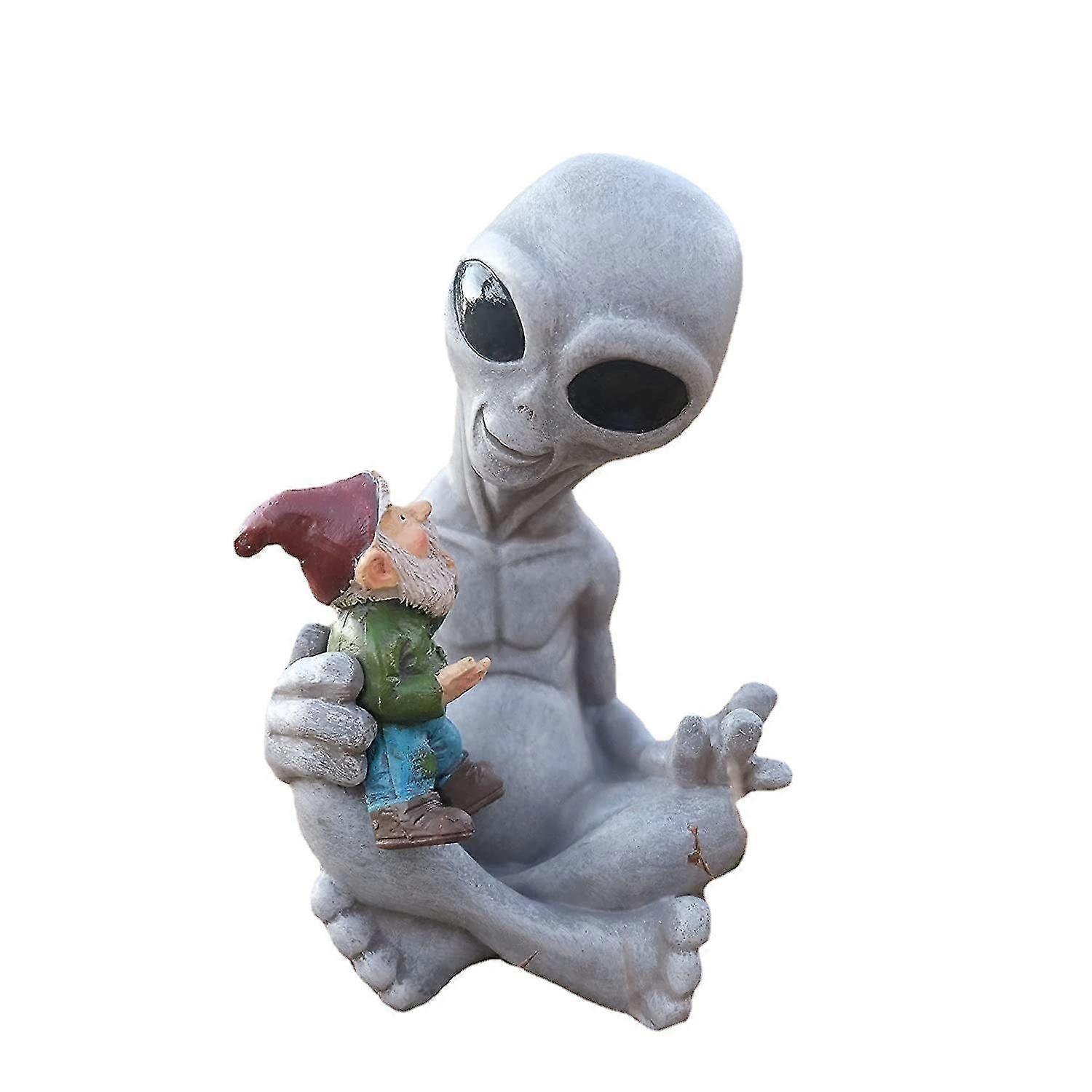 Friendship Stories Alien And Gnome Garden Statue | Alien Resin Statue ...
