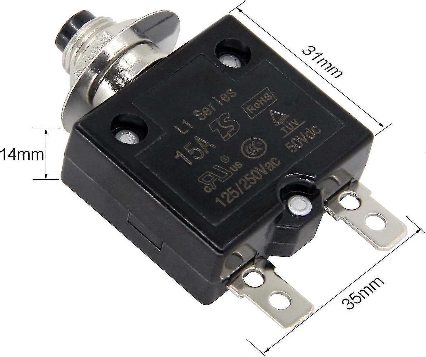 125-250v Ac 50v Dc Push Button Circuit Breaker 15amp Thermal Overload ...