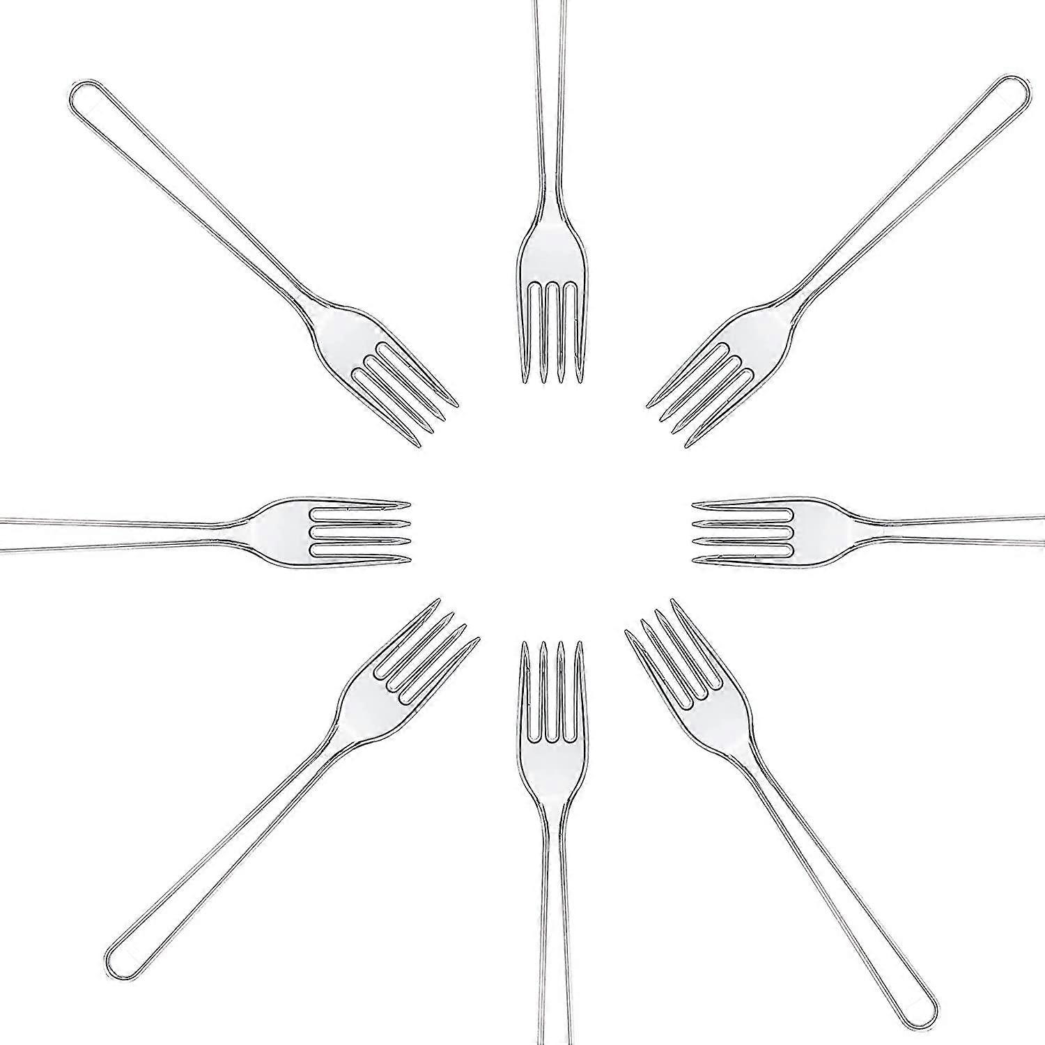 100 Reusable Transparent Plastic Forks, Washable Plastic Tableware ...