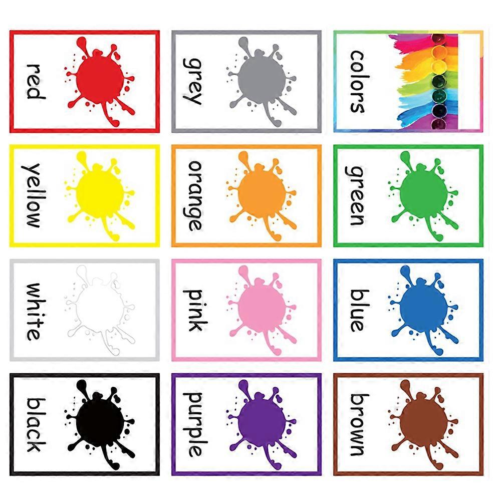 12 Sheets Color Words Flash Cards Colors Words Learning Cards English ...