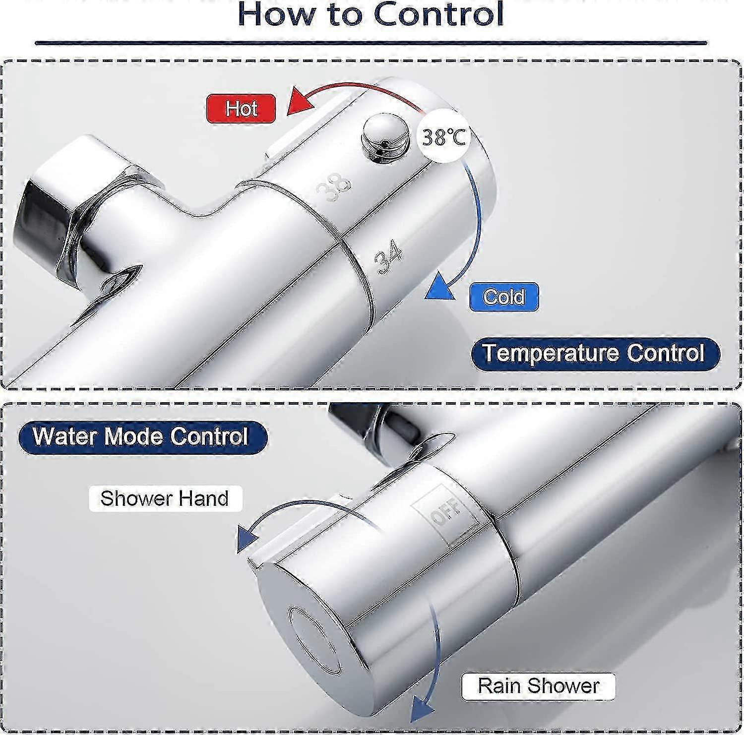 Mixer thermostatic shower 2 outputs, brass shower thermostatic faucet ...