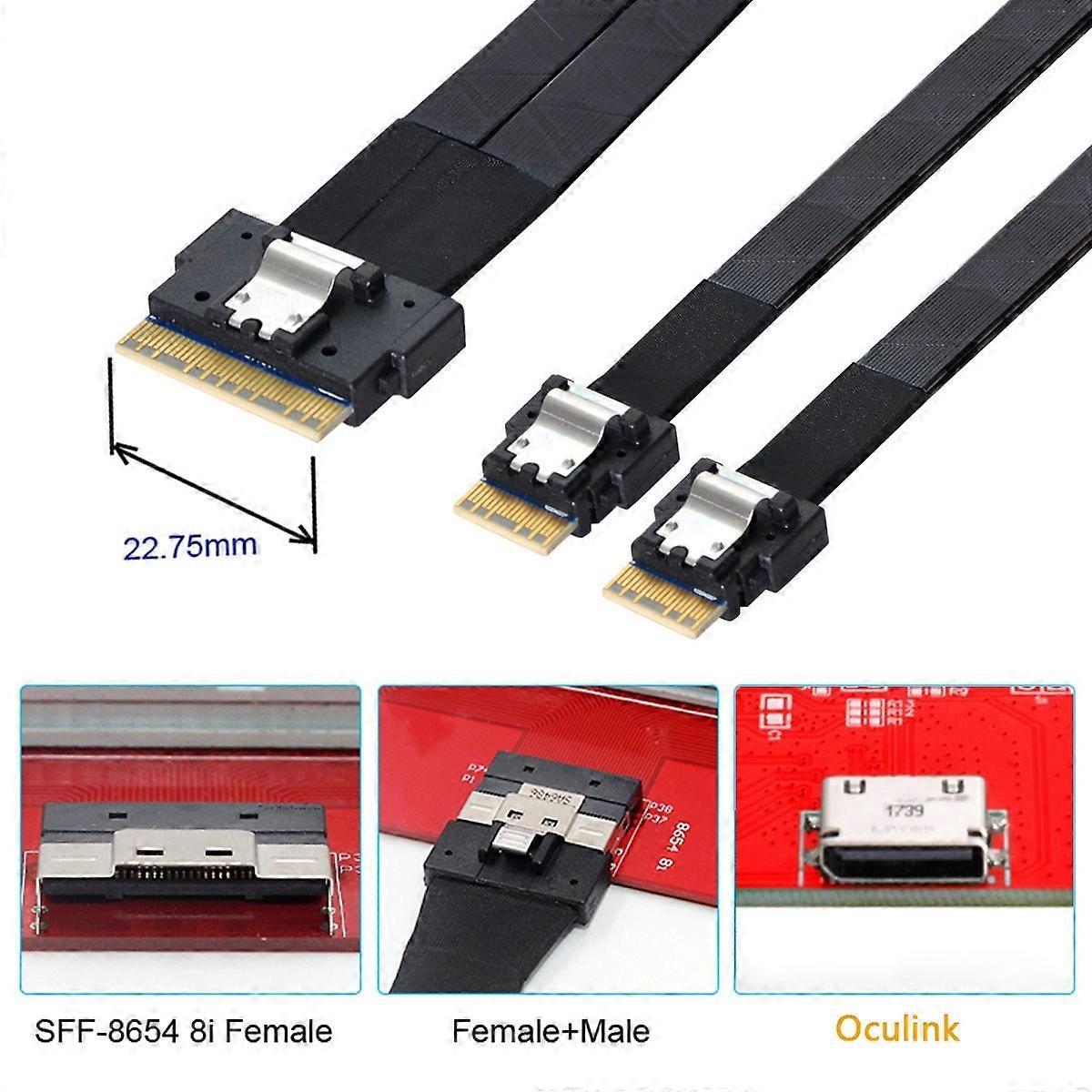 SF-034-0.4M PCI-E Ultraport Slimline SAS Slim 4.0 SFF-8654 8i 74Pin to Dual SFF-8654 4i 38Pin ...