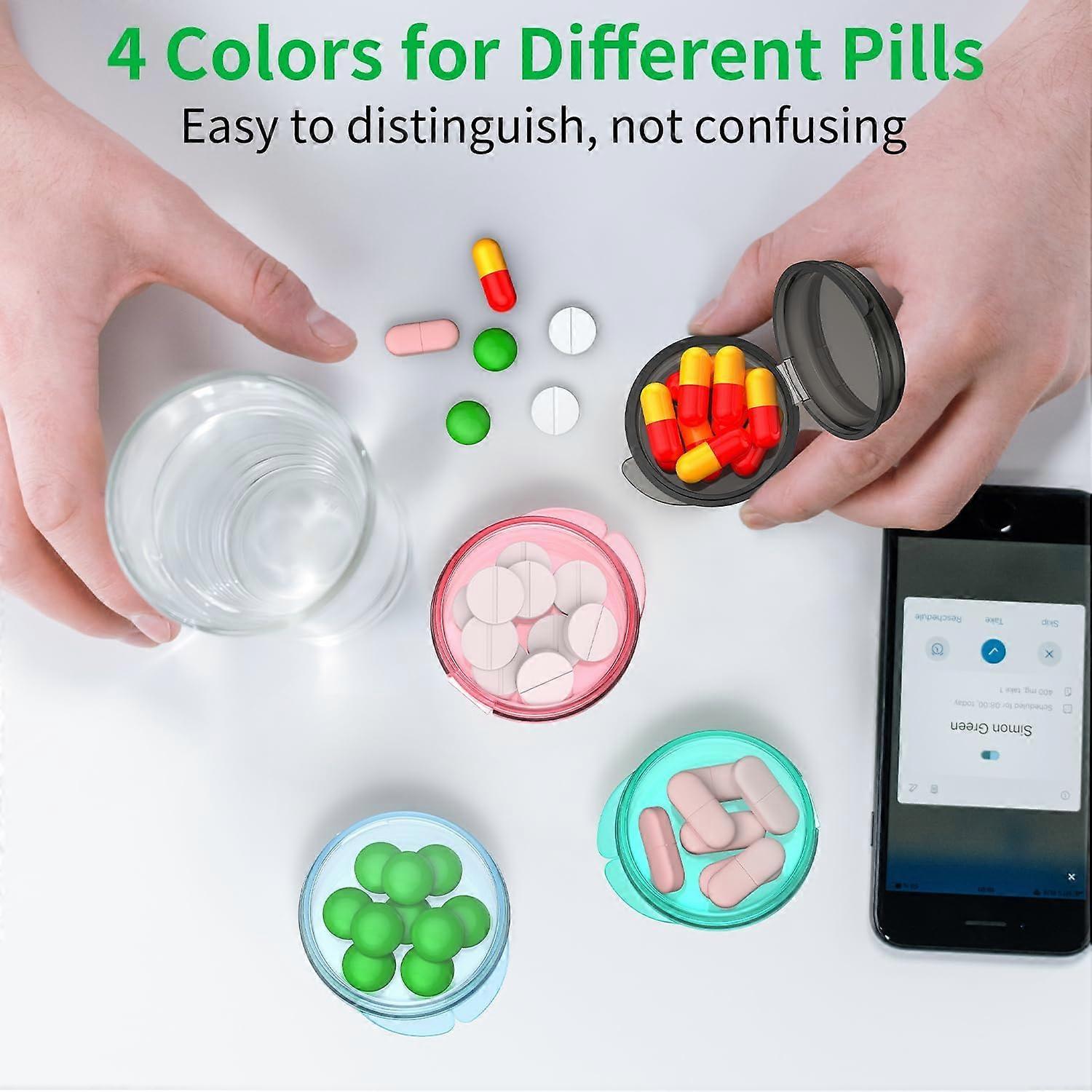 Small Pill Box, (4 Pack) Travel Pill Box Portable Daily Pill Storage ...
