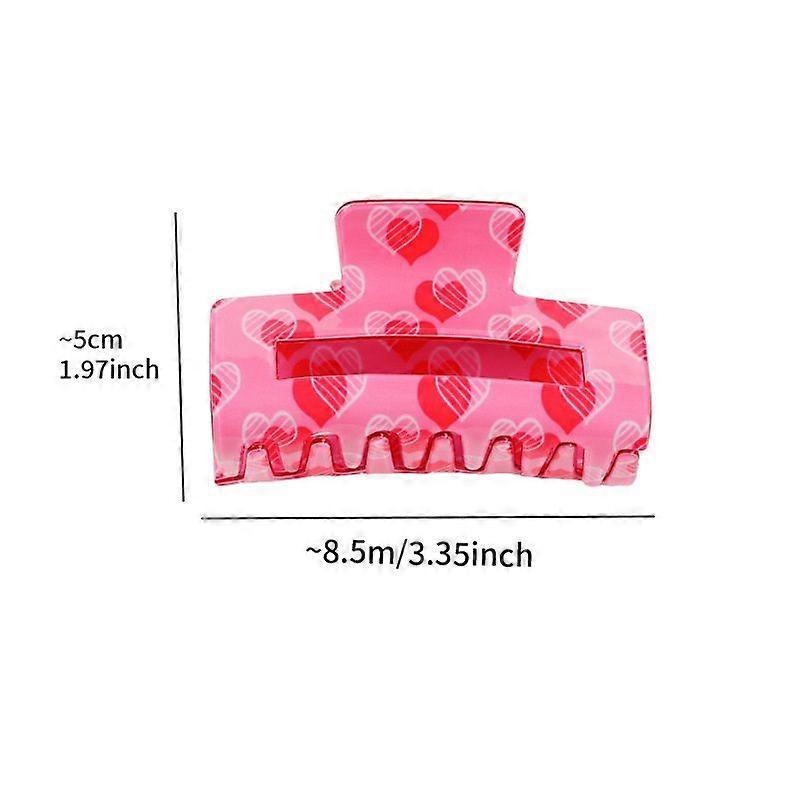 5 PCS Valentine's Day Hair Claw Clips, Large Square Claw Clip for Thick ...