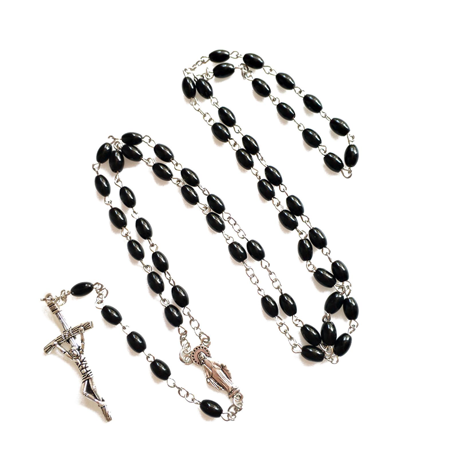 Rosary Beads Necklace With Crucifix And Jesus Medal Catholic Rosaries ...