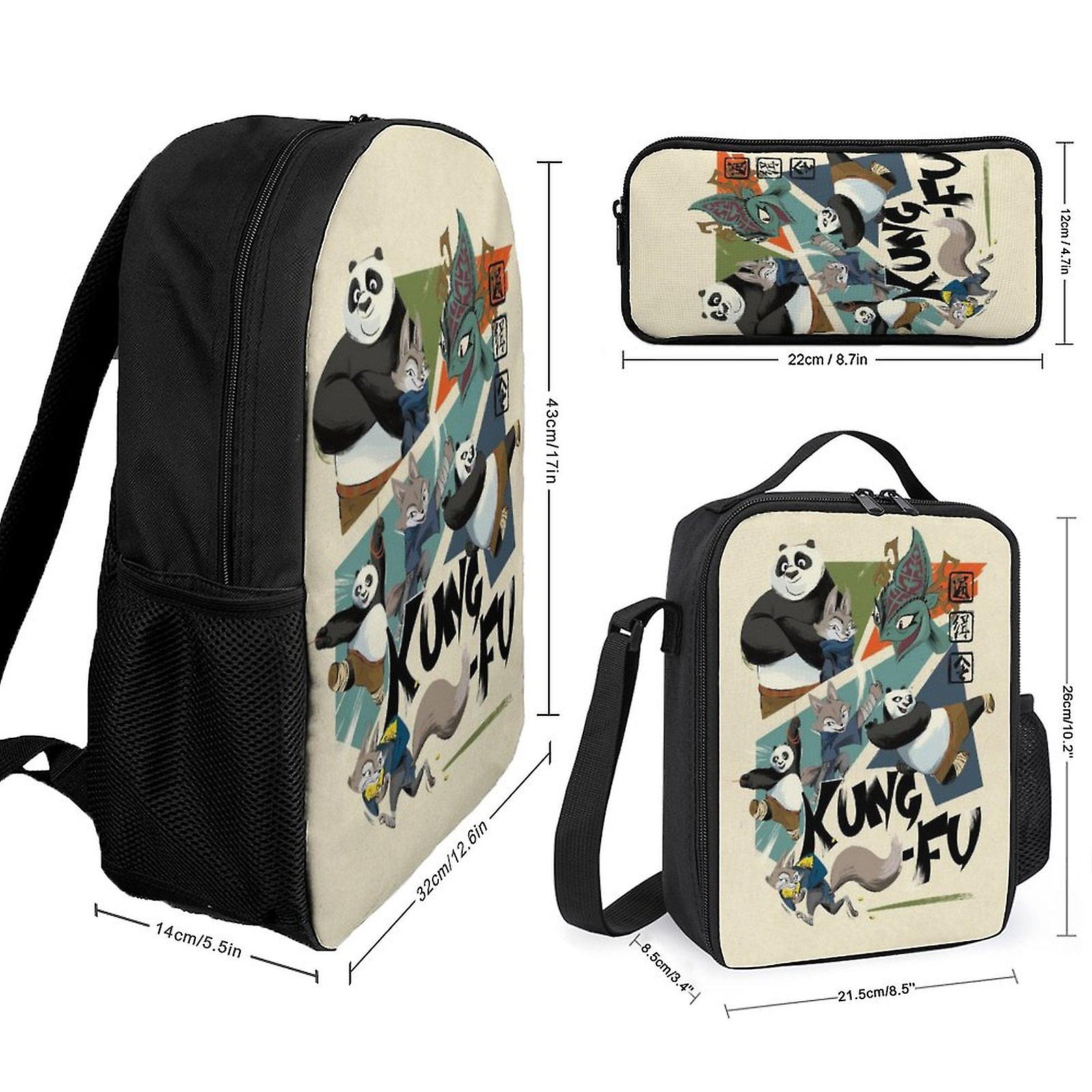 Kung Fu Panda Backpack With Lunch Bag Pencil Bag 3D Printing Cartoon ...