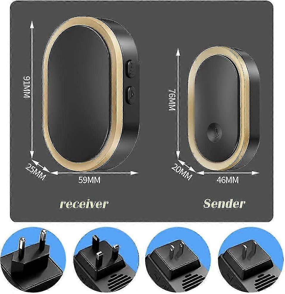 Wireless Doorbell Set, Ip55 Waterproof Wireless Doorbell, Led Flashing ...
