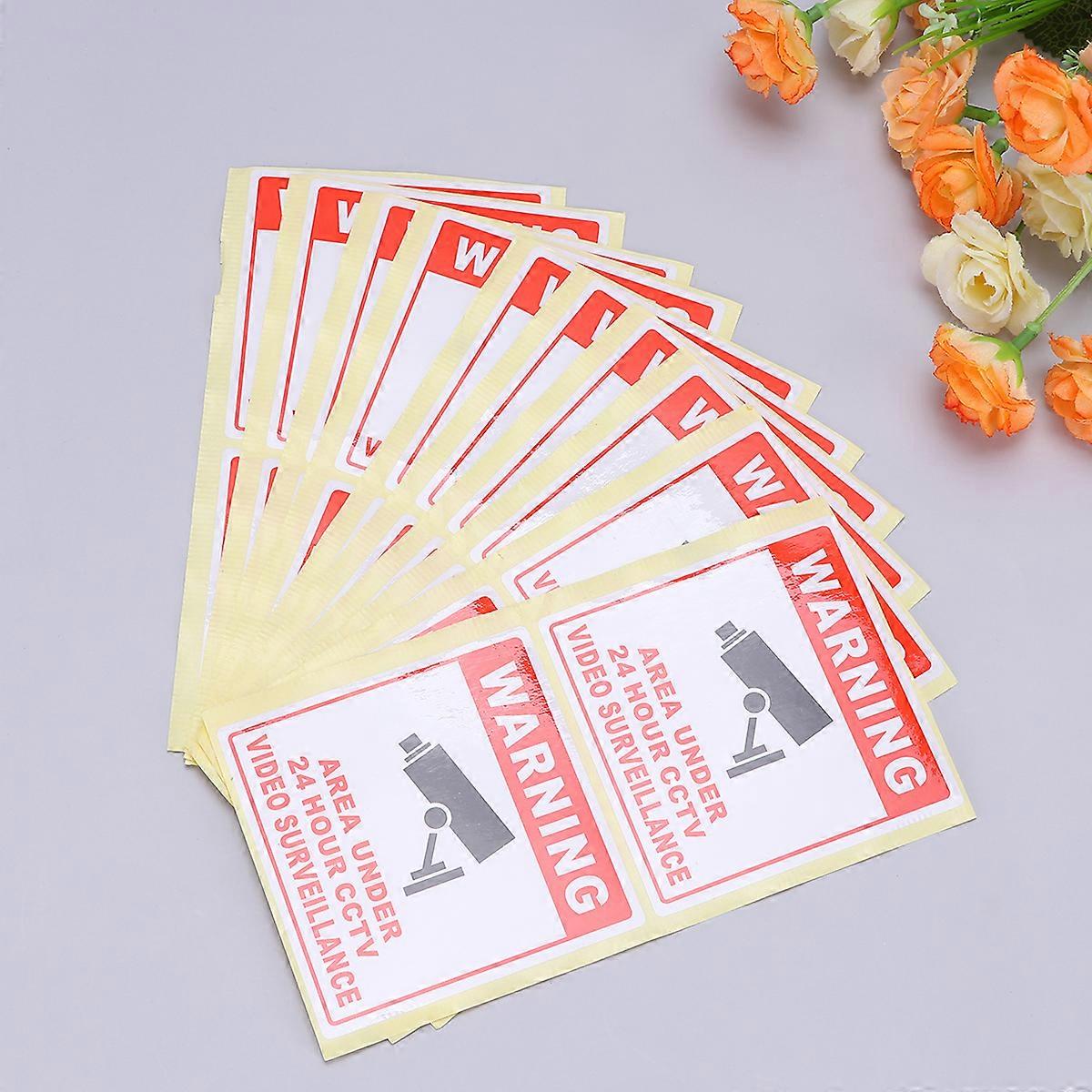 20pcs CCTV Camera Warning Signs Stickers Warning 24 Hour Video ...