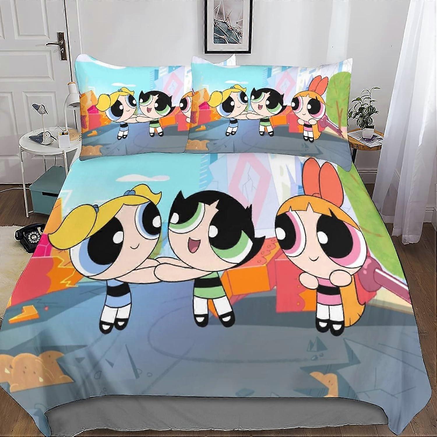 3pcs Powerpuff Girls Duvet Cover 3D Printed Pillowcase Bed Linen ...