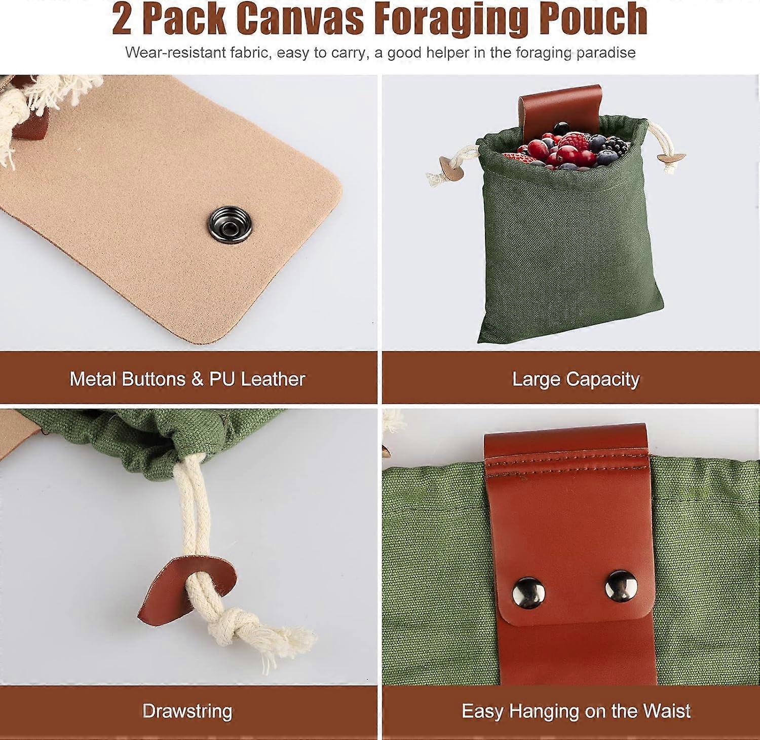 Canvas Bushcraft Bag, 2 Pack Foldable Canvas Leather Feed Bags ...