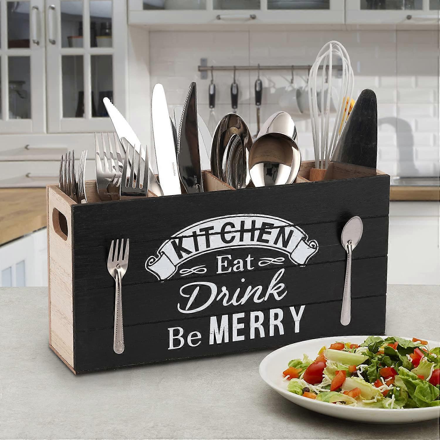 Wooden cutlery holder, cutlery basket table, cutlery container 4 ...