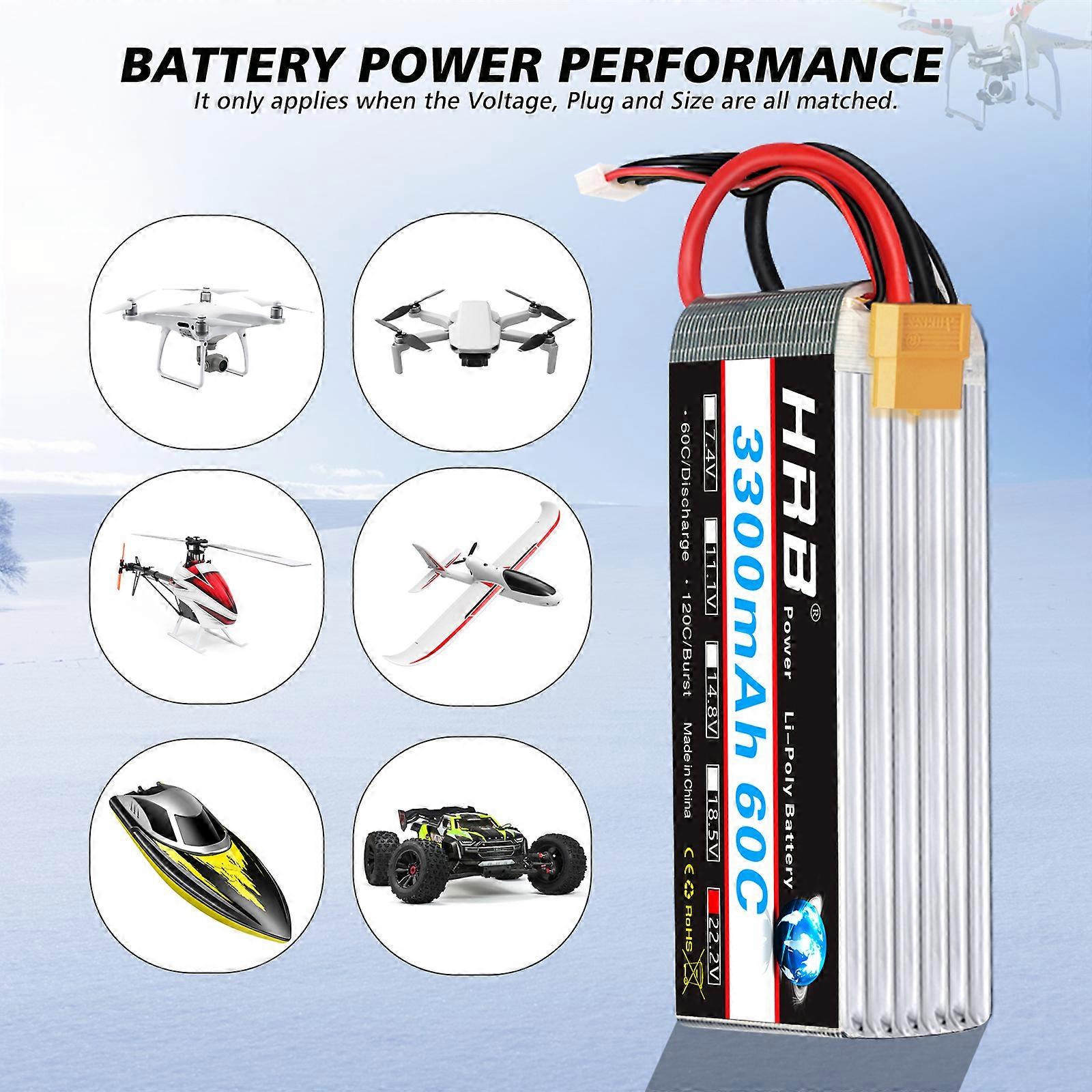 2Packs 6S Lipo 22.2v 3300mah Battery 60C with Dean T plug Drone battery for RC Quadcopter Goblin ...