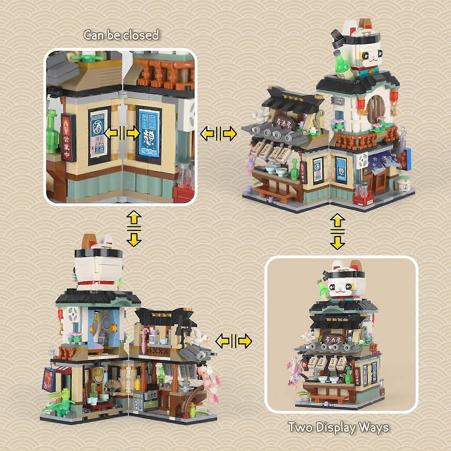 Japanese Street View Mini Building Blocks, MOC Creative Model Set ...