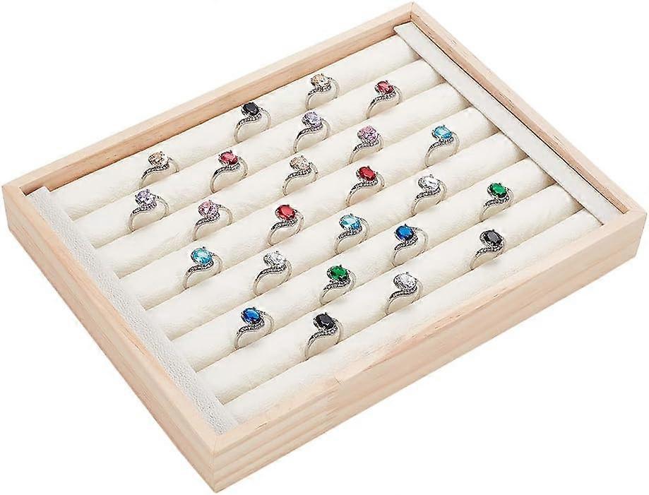 2 Pcs 7 Slots Ring Holder Display Trays 7x9.5x1.2Inch Velvet Leather ...