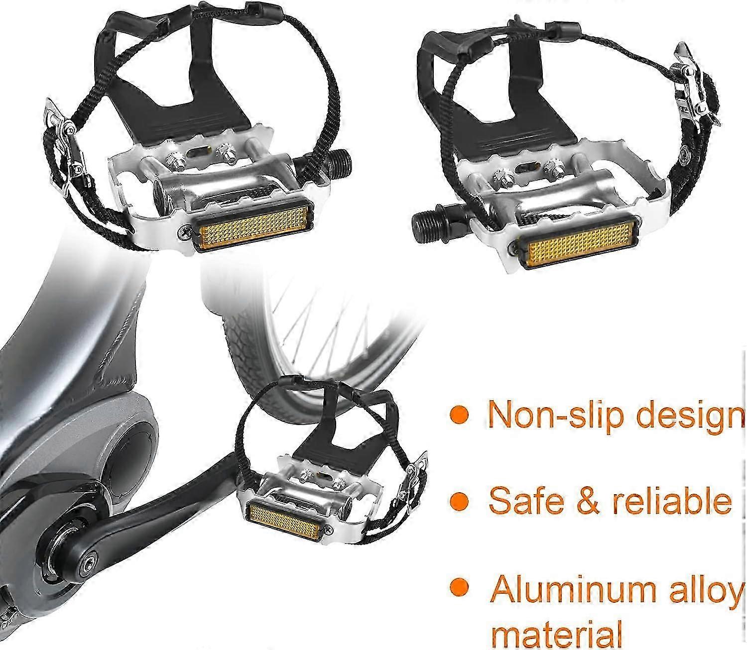 Bike Pedals with Clips and Straps Fits Indoor Bikes, Spinning Bikes and ...