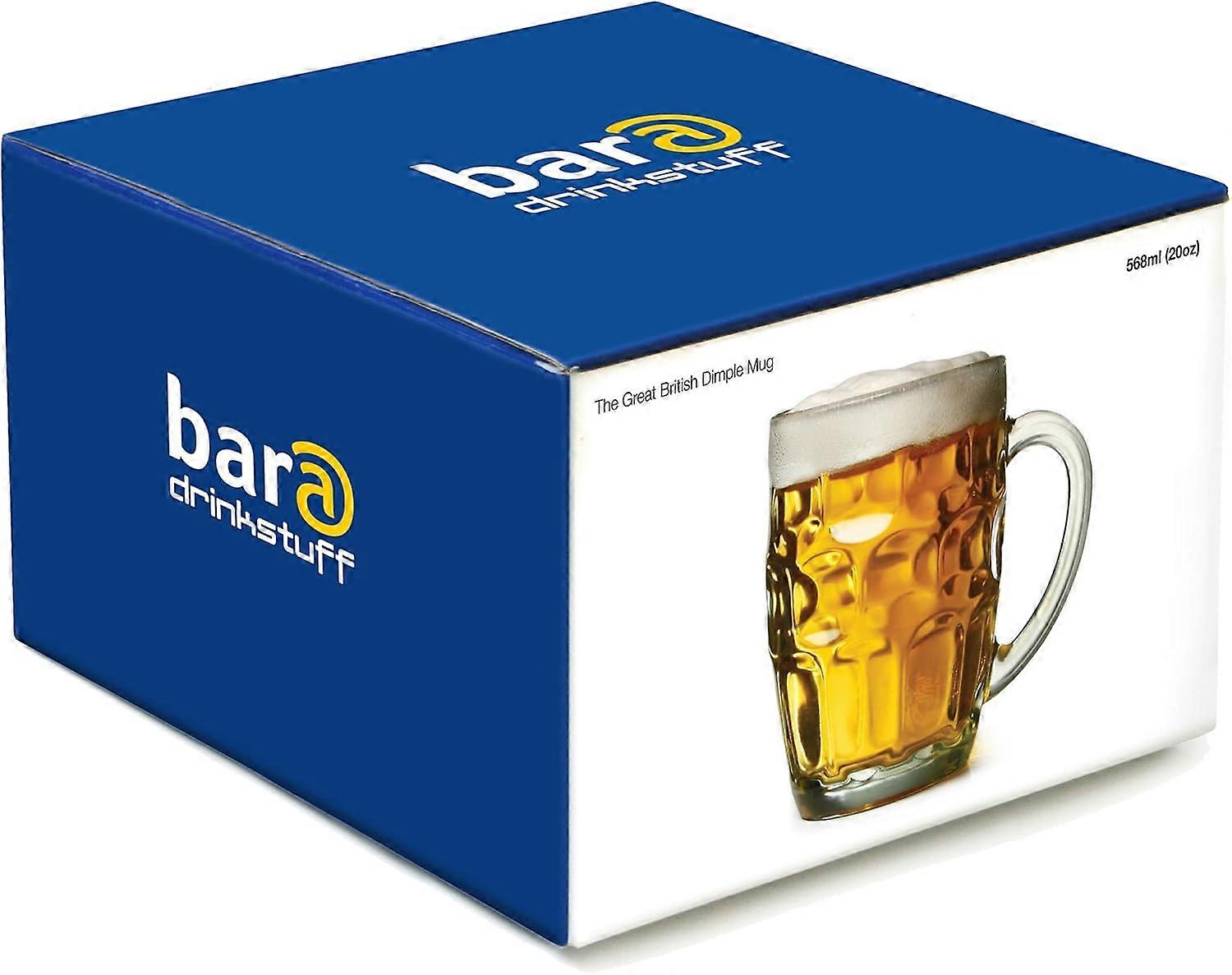 4 Set Pint Dimple Mugs Gift Boxed - 568 Millilitres Glass Beer Cups for ...
