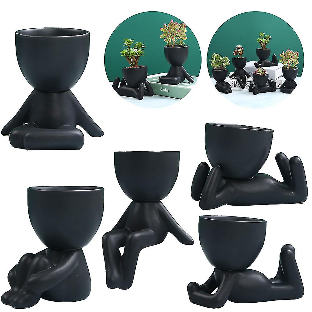 Mini-family Flowerpot Human Being Shape Ceramic Mini Desktop Pot For ...