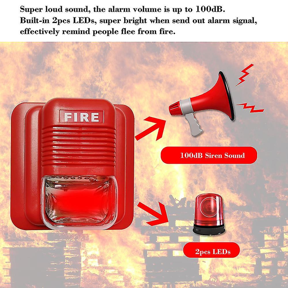 Fire Alarm Warning Strobe Siren Horn Sound & Strobe Alert Security System For Home Office Hotel ...