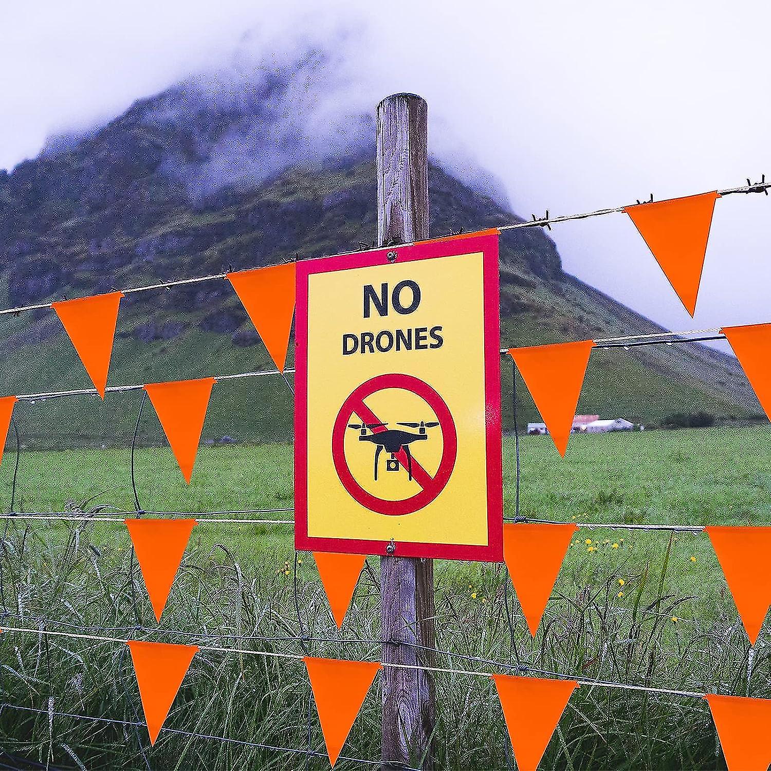 45 Pieces 98 Feet Reflective Orange Safety Pennant Banner String Pvc ...