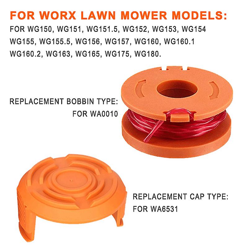 For WORX WG150 WG151 WG151.5 Replacement Trimmer Spool 10 PCS & 1 Cap ...