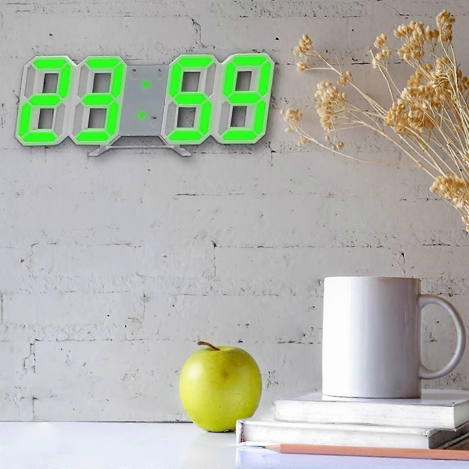 3D LED Digital Clock Wall Deco Glowing Night Mode Adjastable Electronic Table Clock Wall Clock ...