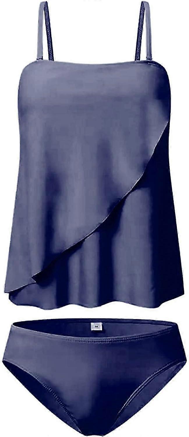 Two Piece Strapless Swimsuits Tummy Control Swimwear Plain Swim Briefs ...