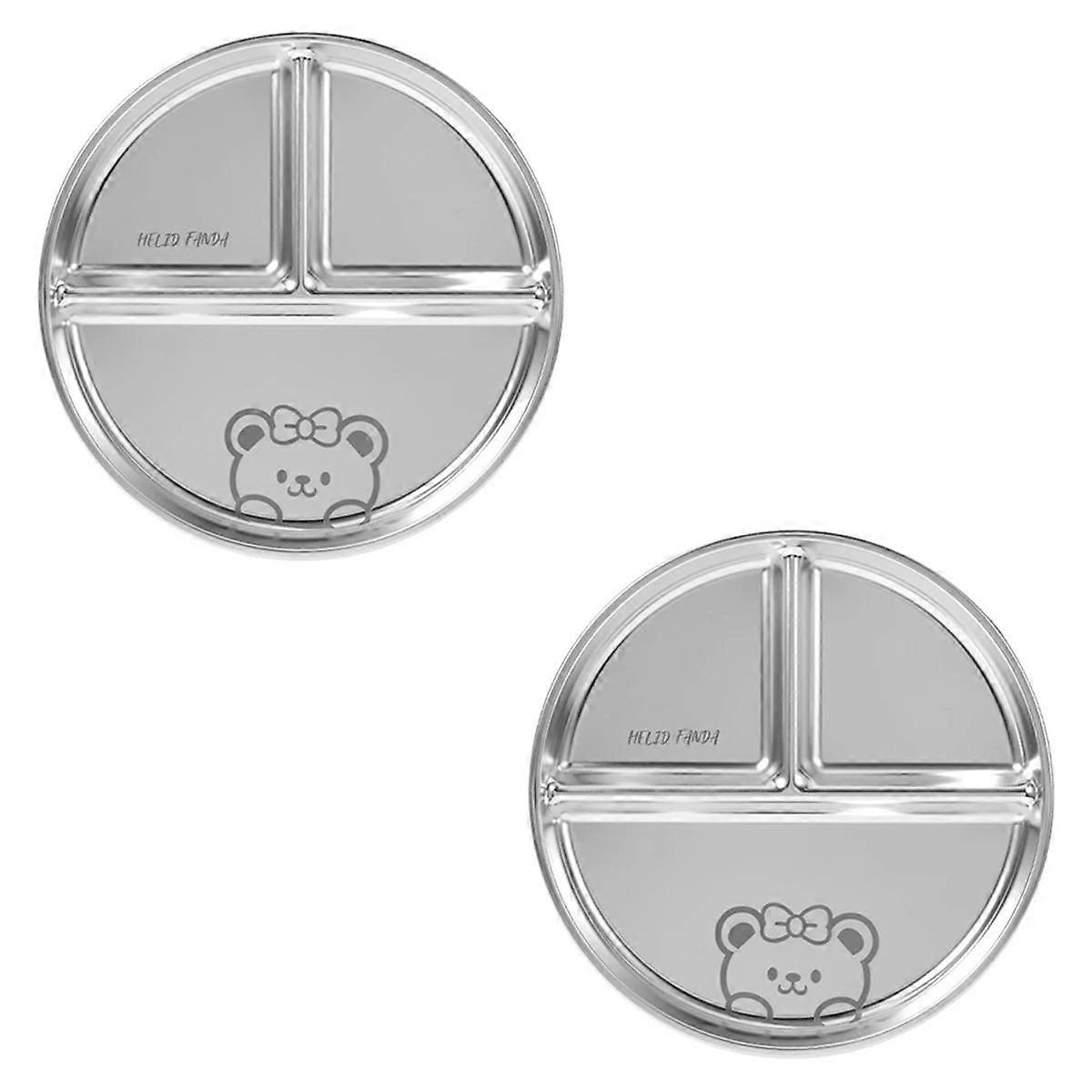 2PCS Stainless Steel Divided Western Food Plate Pasta Dish Salad ...