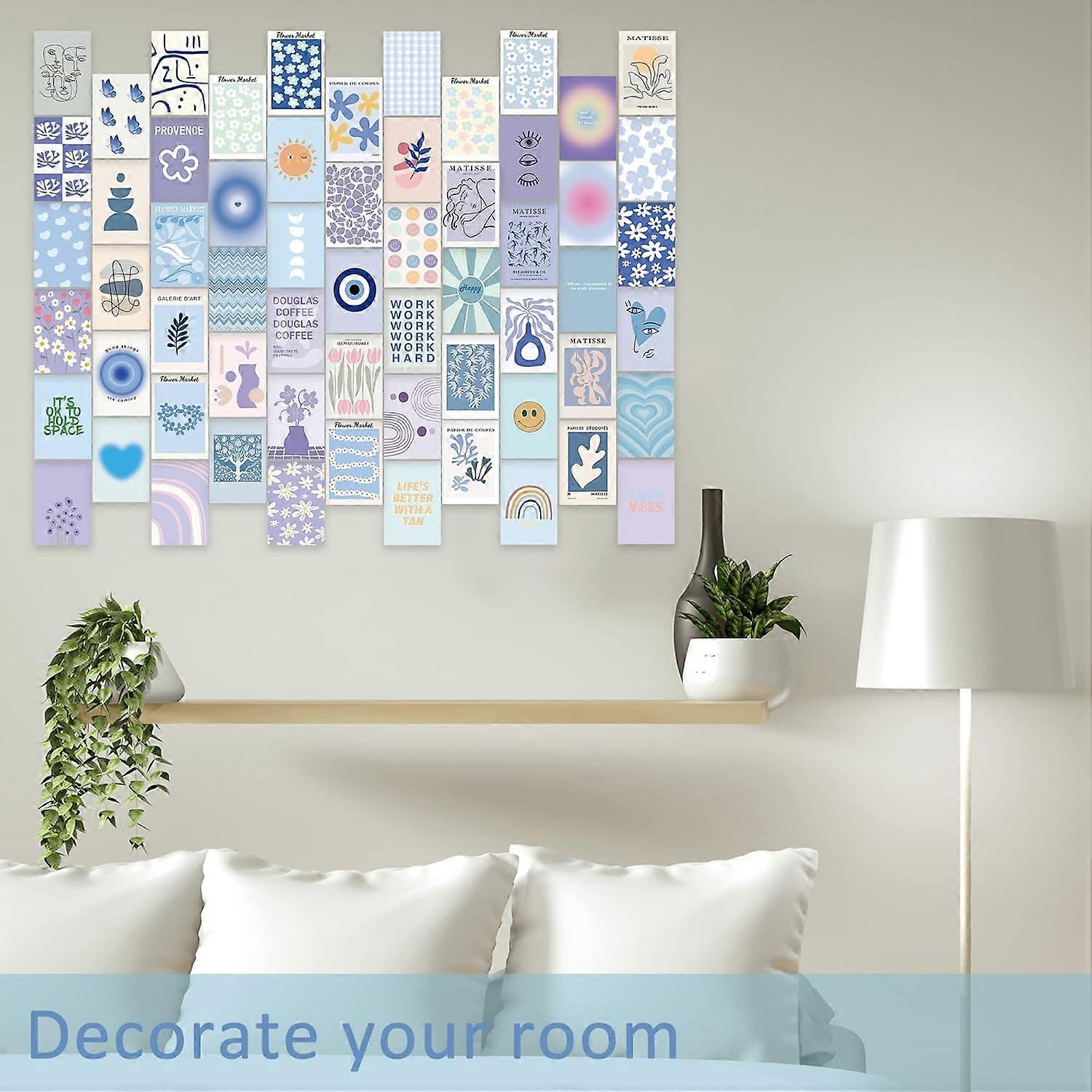 70 Pieces Danish Pastel Room Decor Wall Collage Kit Aesthetic Pictures, Blue Aesthetic Picture ...