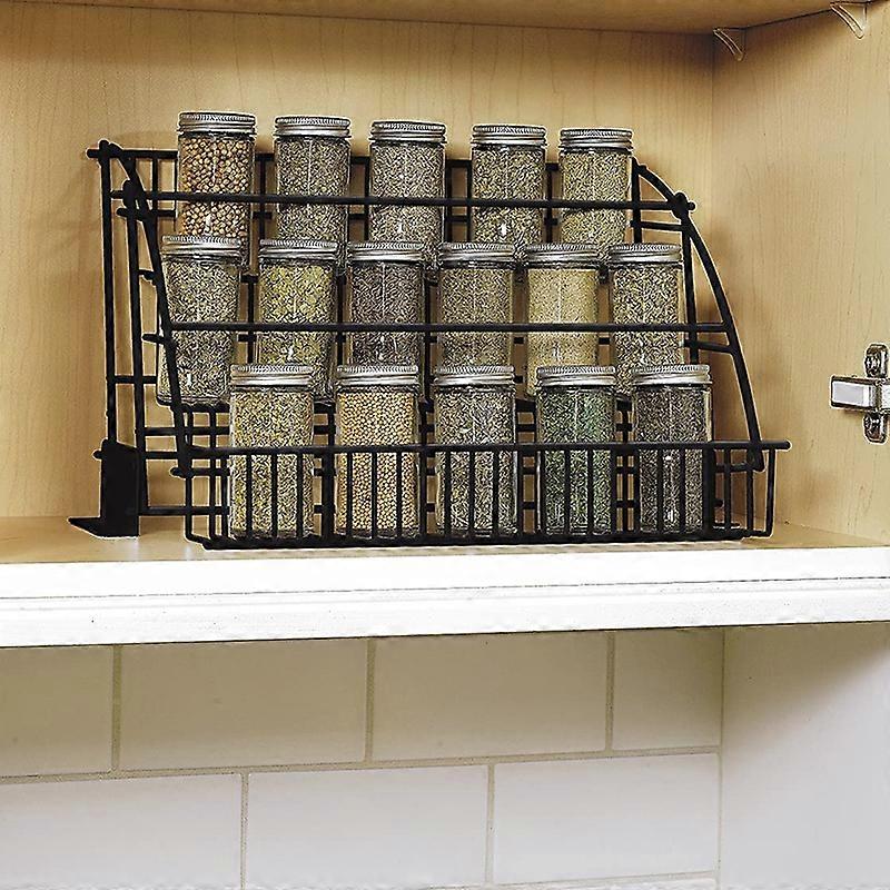 Metal 3-Tier Pull Down Spice Rack - Retractable Large Capacity Kitchen ...