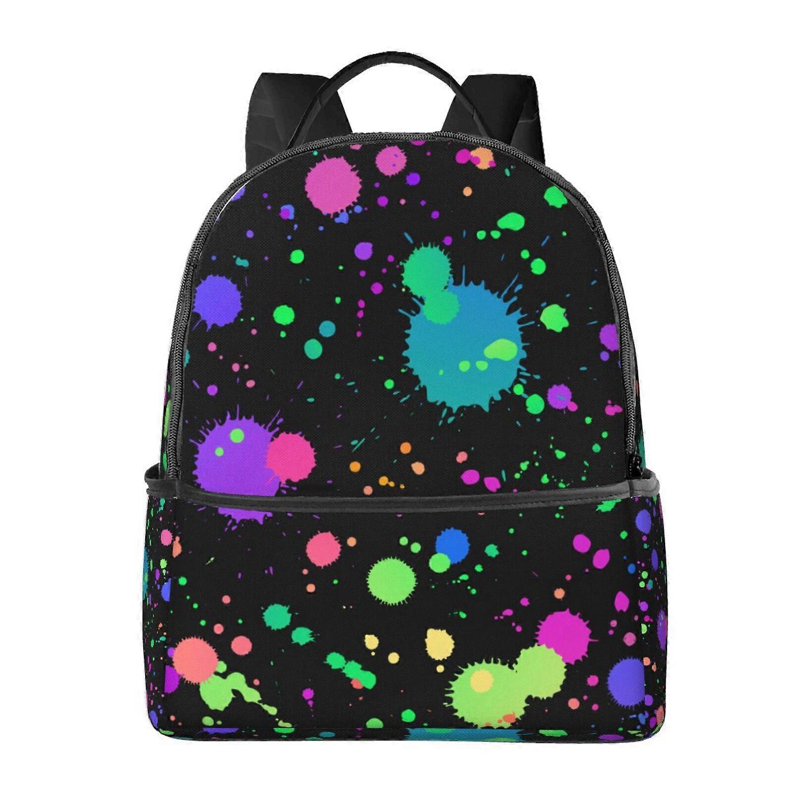 Glow In Dark Splatter Neon Backpack,Large Capacity Travel Backpack ...