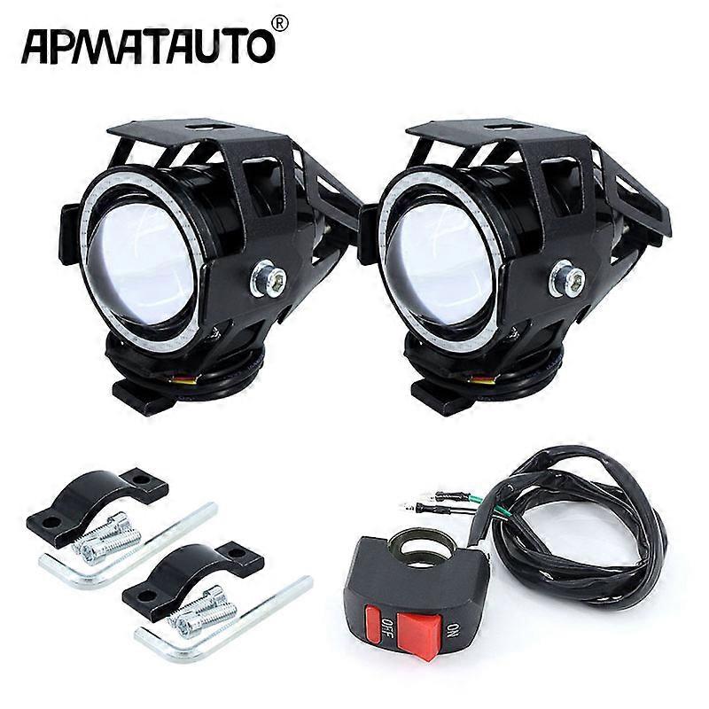 2PCS x 125W U7 Motorcycle Angel Eyes Headlight DRL spotlights auxiliary ...