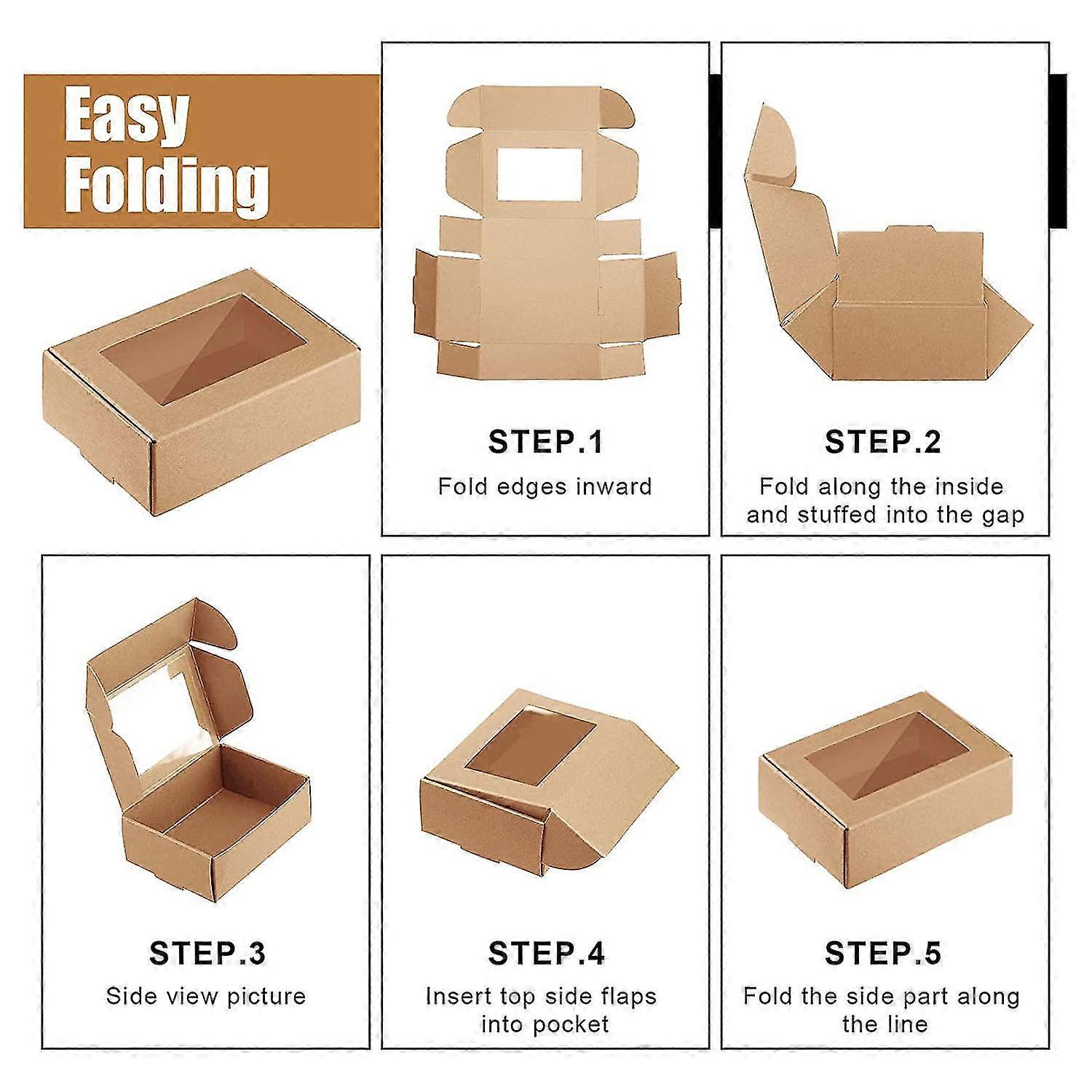 30 Pcs Mini Kraft Paper Box With Window Present Packaging Box Treat Box ...