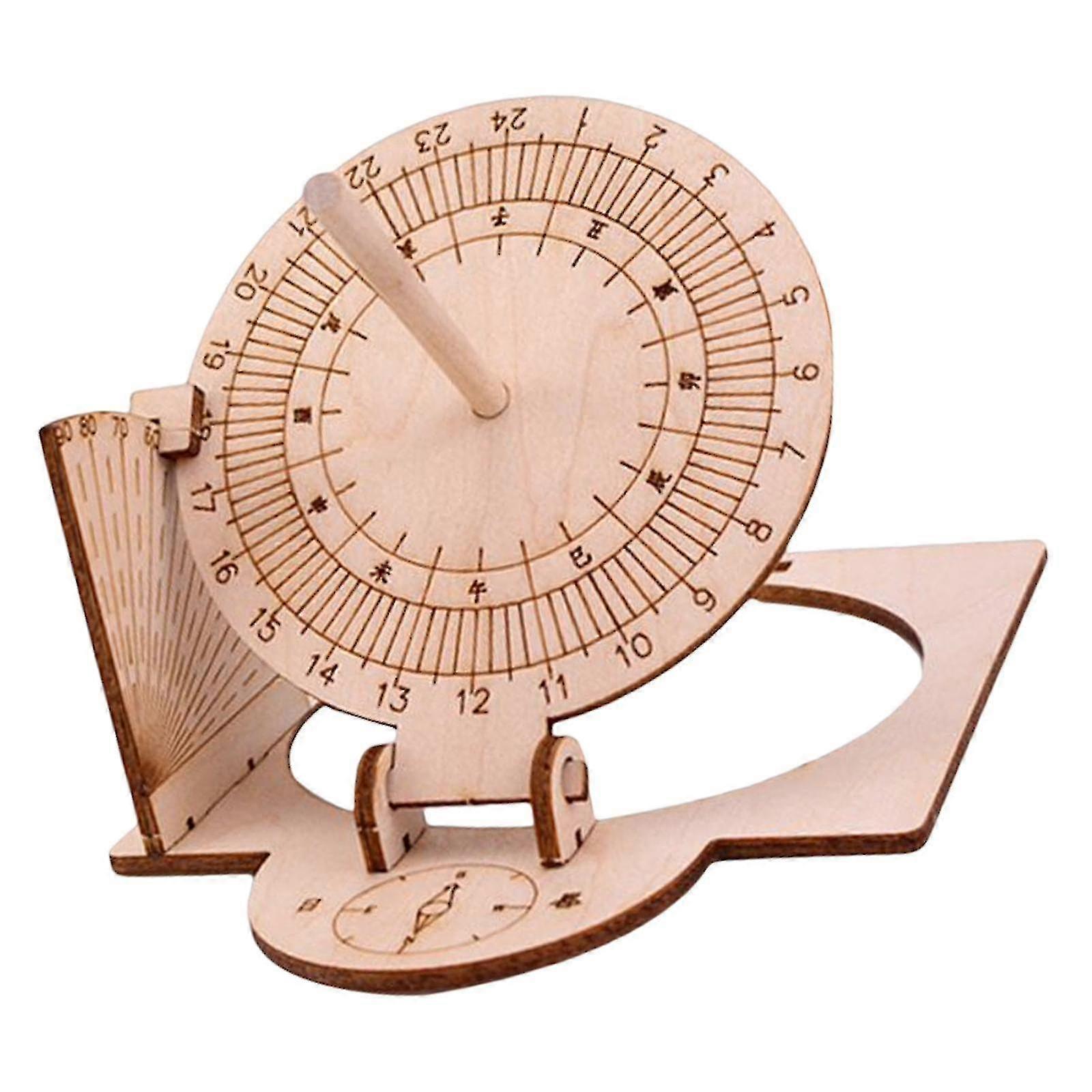 Equatorial Sundial Clock Diy Wooden Building Kit Teaching Clock Easily ...