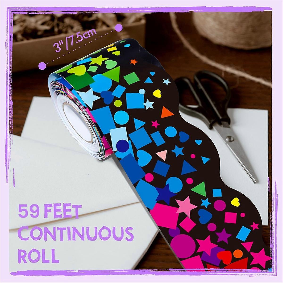 1 Roll 59 Feet Self Adhesive Bulletin Board Borders, Scalloped Confetti ...