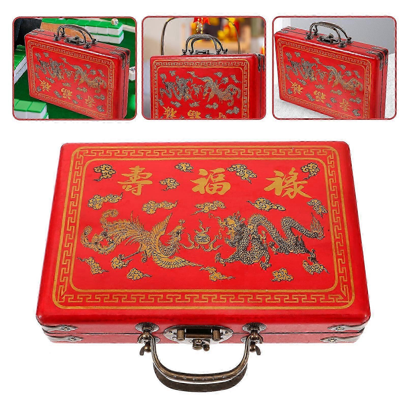 Chinese Mahjong Box Traditional Mahjong Tiles Storage Box Empty ...