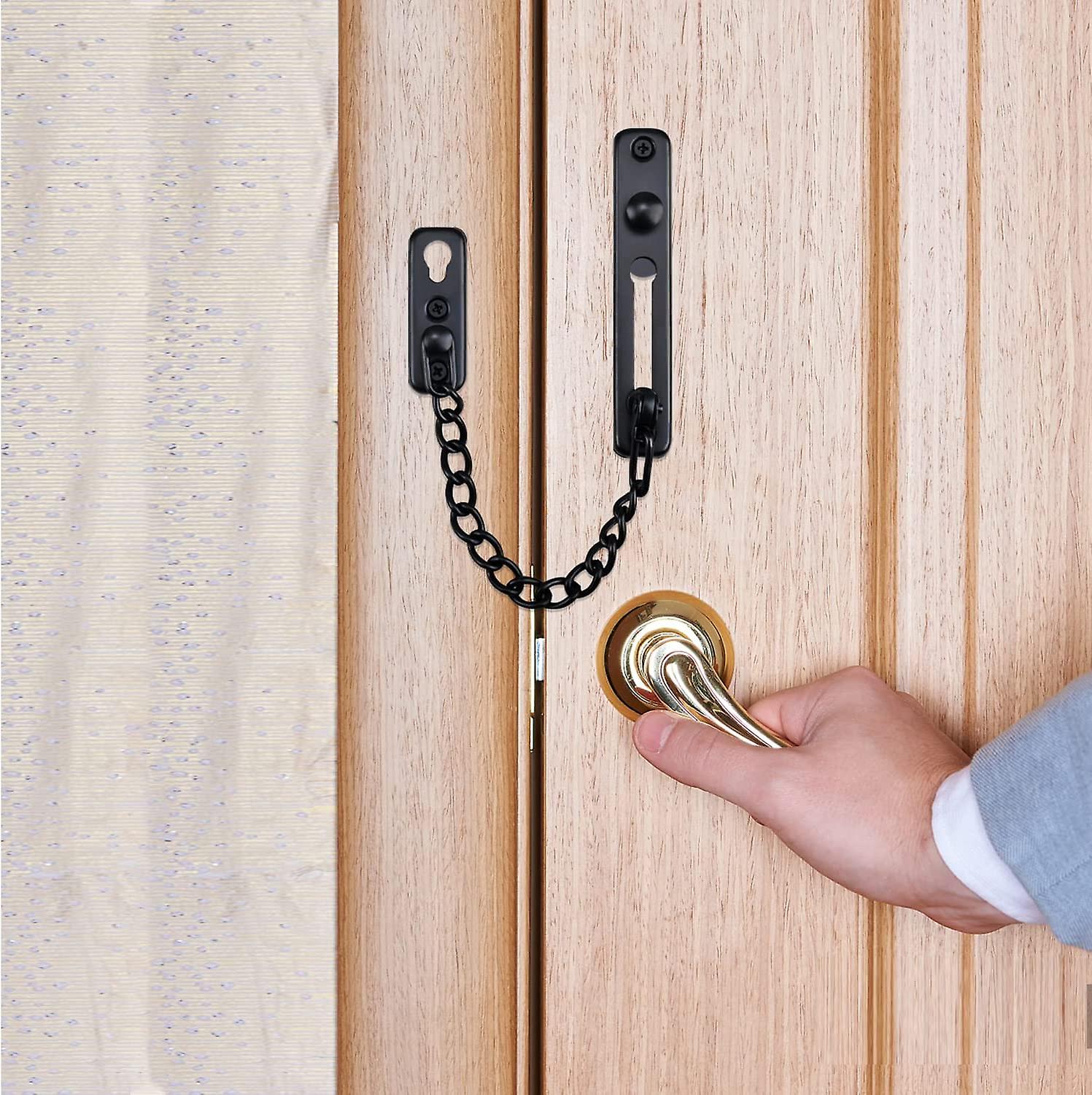 Black Door Chain Door Security Chain Chain Lock Stainless Steel Door ...