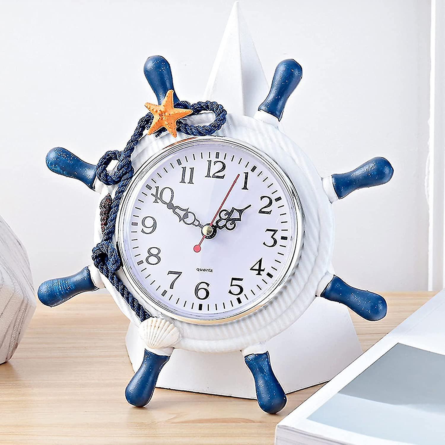 Outdoor Indoor Wall Clock, Wooden Mediterranean Style Wheel Rudder ...