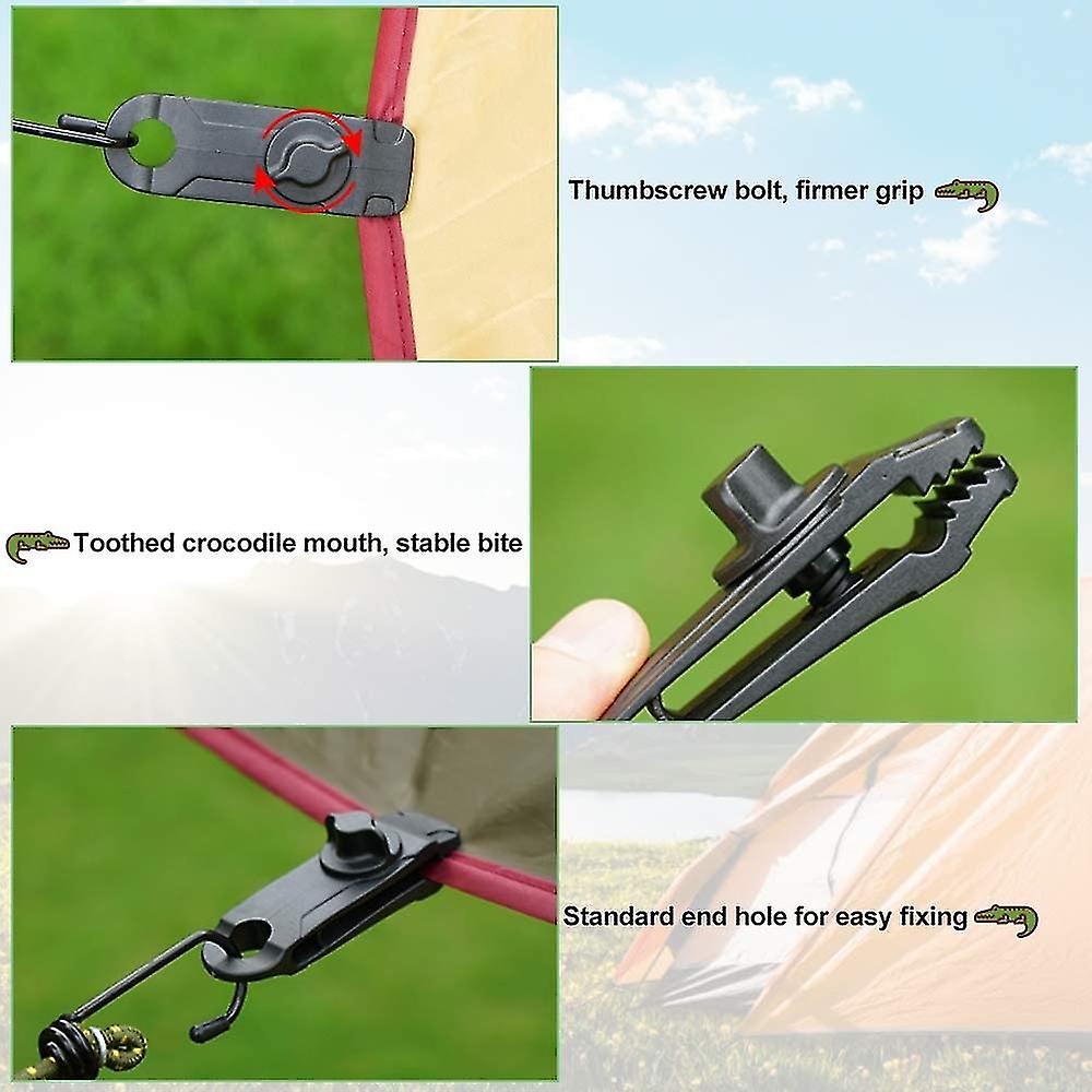10 Pcs Nylon Bungee Cord With 10 Pcs Abs Tent Clip Heavy Duty Tarp ...