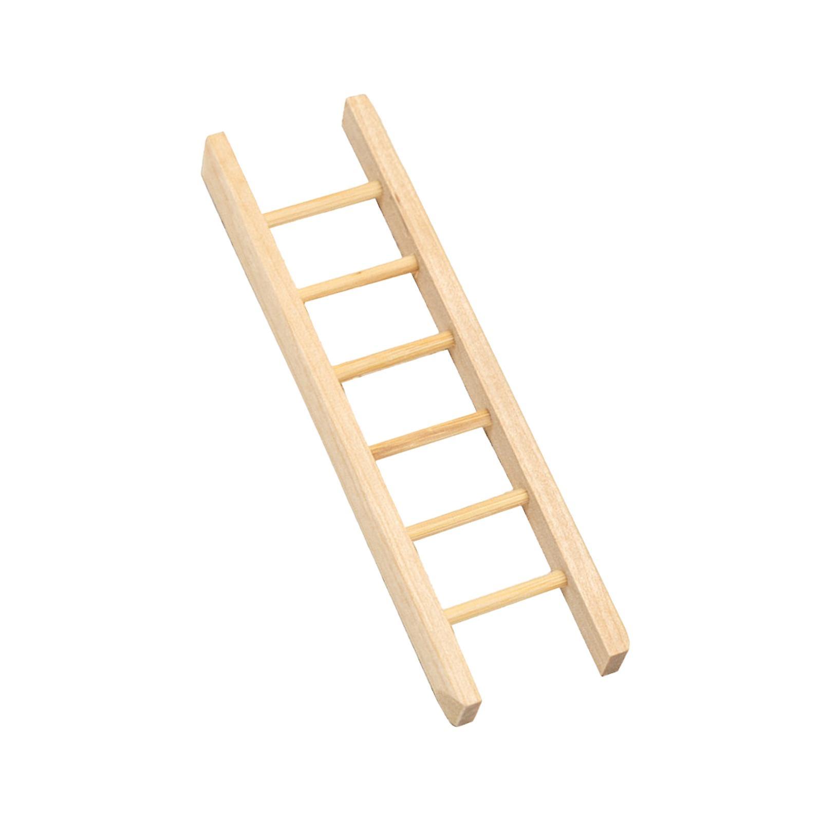 Mini Dollhouse Wooden Step Ladder Unpainted 1:12 Scale for Diorama Kids ...